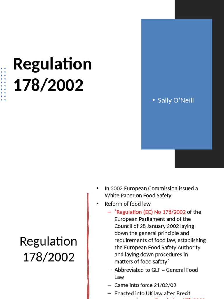 Overview of Regulation 178/2002 | PDF