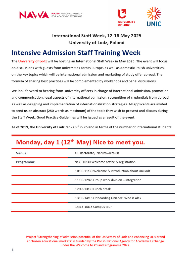 Ul Staff Week 2025 Preliminary Programme | PDF