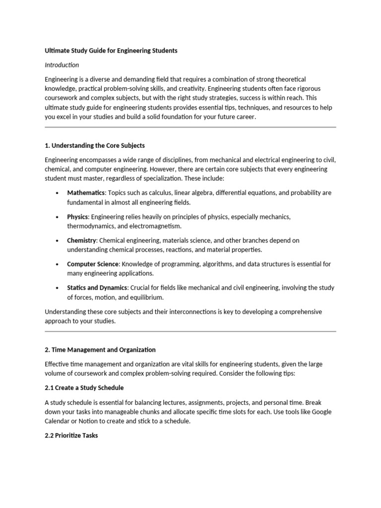 Study Strategies for Engineering Success | PDF | Engineering | Chemistry