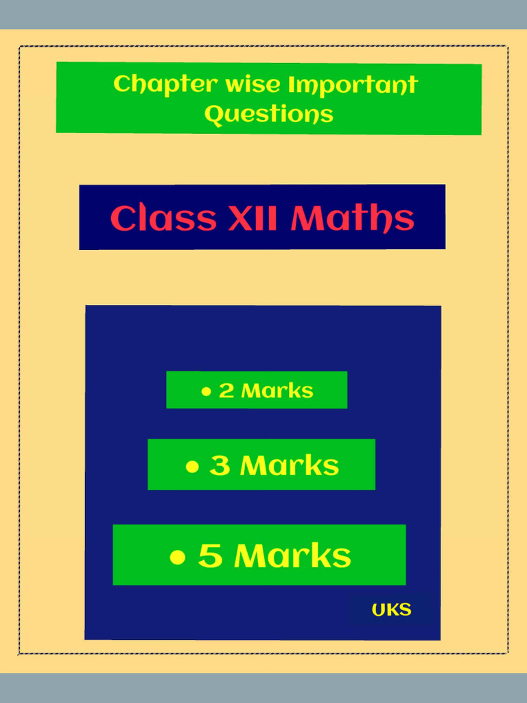 12th, Maths, Important Questions | PDF