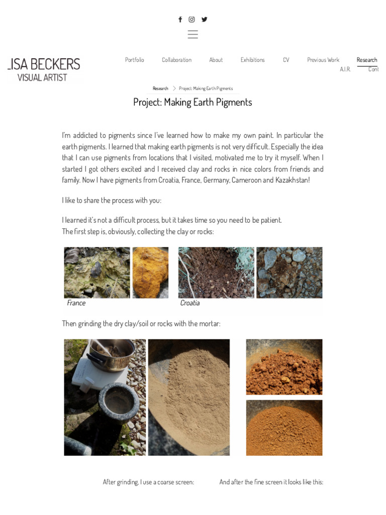 Project - Making Earth Pigments - Lisa Beckers - Visual Artist | PDF ...