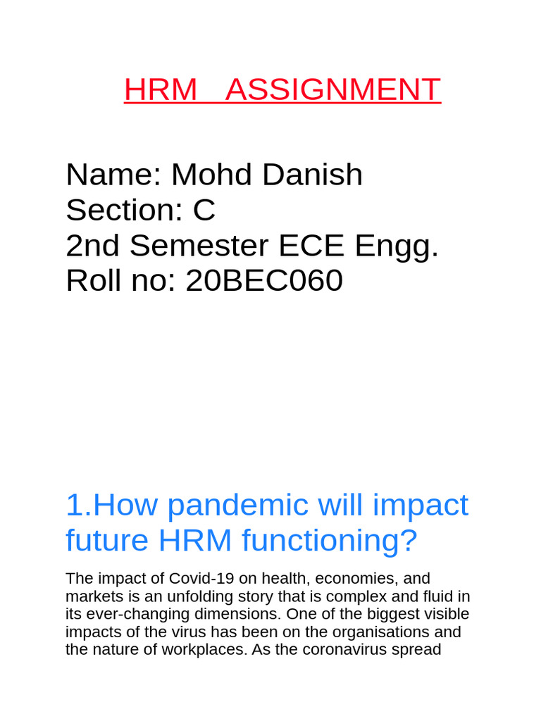 Mohd Danish Section C HRM Assignment | PDF | Emotions | Human Behavior