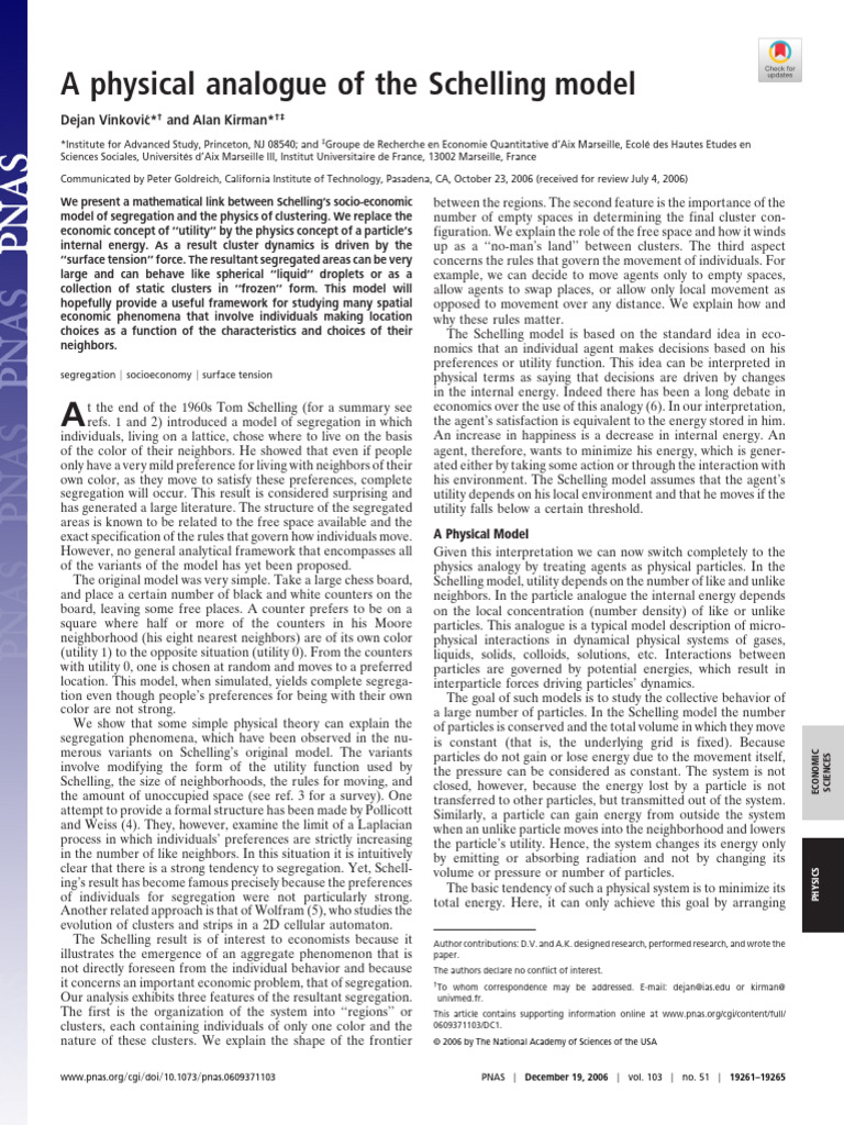 Physical Analogue of The Schelling Model | PDF | Force | Liquids