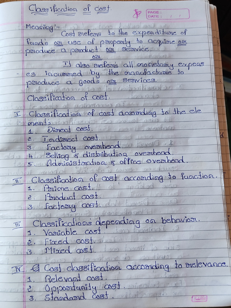 Cost Classification Pdf
