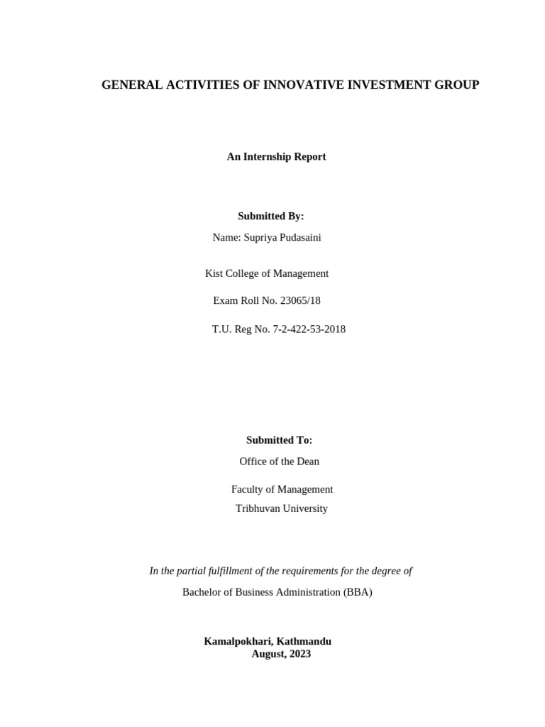 Supriya Final Internship Report 1 Final Pdf Investment Fund Securities Finance 