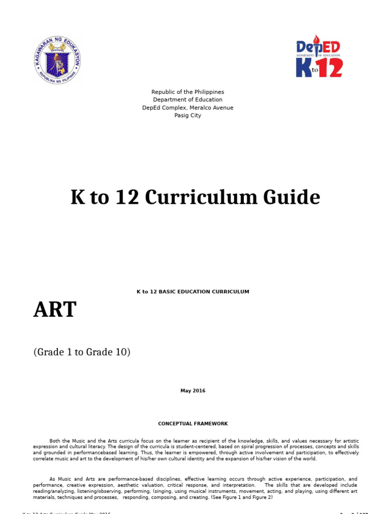 K to 12 Arts Curriculum Guide | PDF | Curriculum | Learning