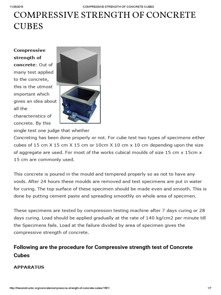 Compressive Strength of Concrete Cubes | PDF | Concrete | Applied And ...