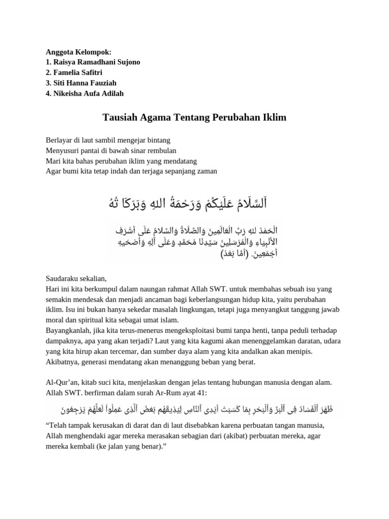 Tausiah Islam: Mitigasi Perubahan Iklim | PDF