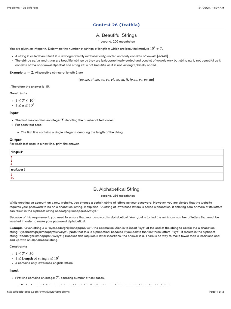 Problems 25 - Codeforces | PDF | String (Computer Science) | Numbers