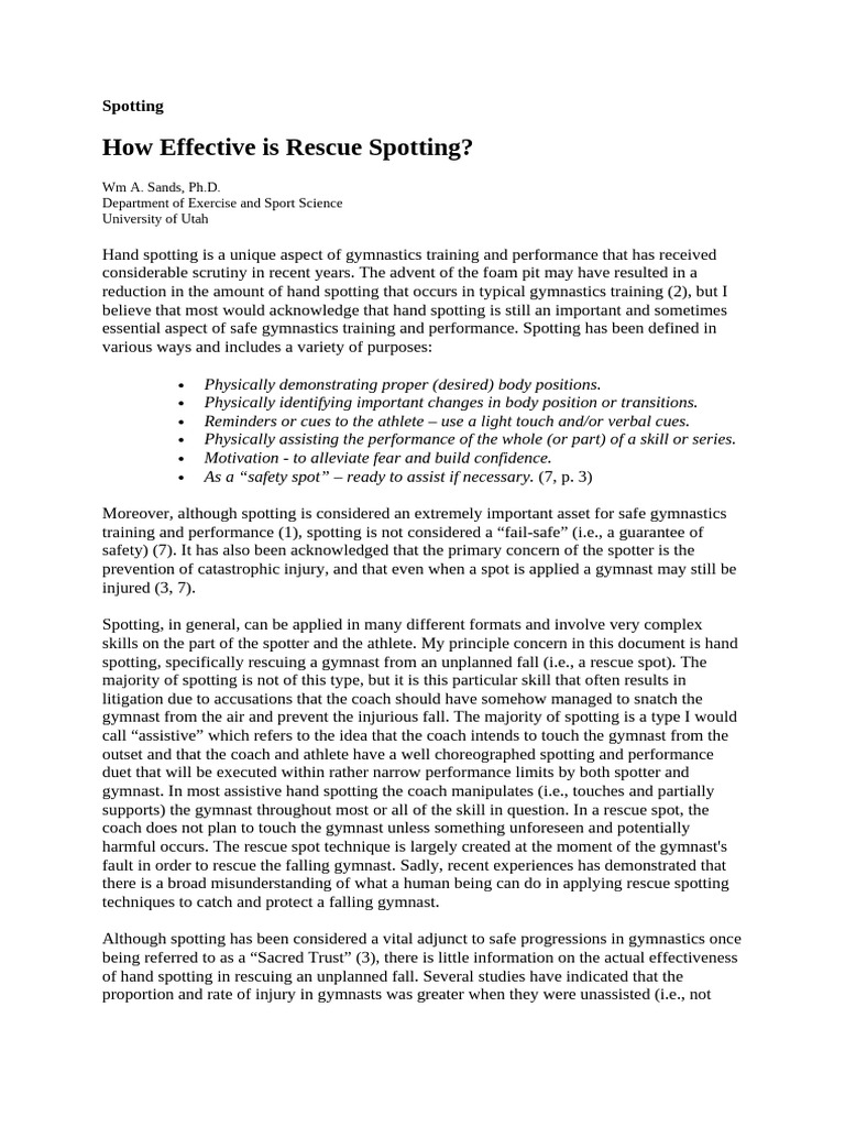 Spotting | PDF | Mental Chronometry | Gymnastics