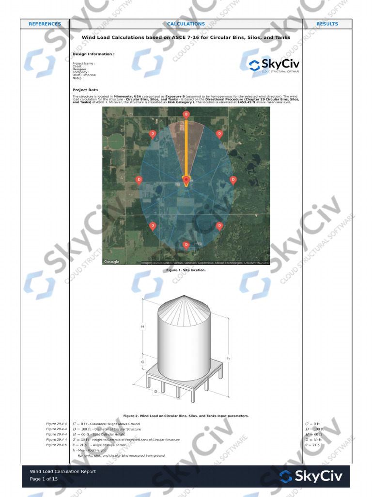 Wind Report - ASCE 7-16 Circular Bins, Tanks, Silos. | PDF