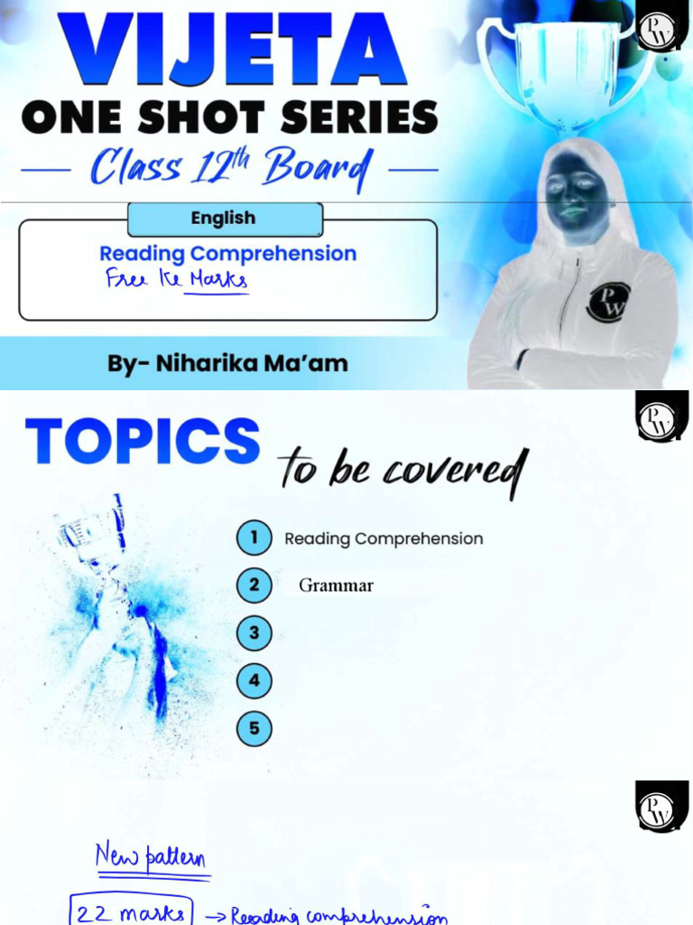 Reading Comprehension - Class Notes - VIJETA SERIES CLASS-12TH | PDF