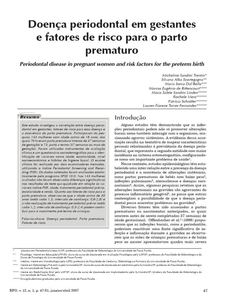 Doença Periodontal - Gestantes | PDF | Odontologia | Gravidez