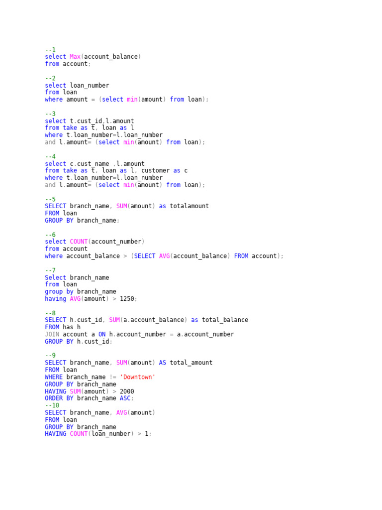 SQL Queries for Loan and Account Analysis | PDF