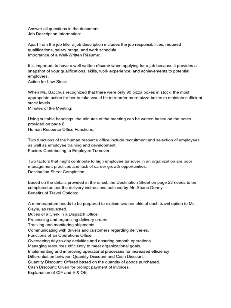 O.A 2022 Paper 2 Answer Sheet | PDF | Employment | Human Resources