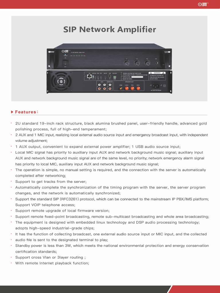 SIP Network Amplifier Datasheet (Edit) | PDF | Session Initiation Protocol | Internet Protocols