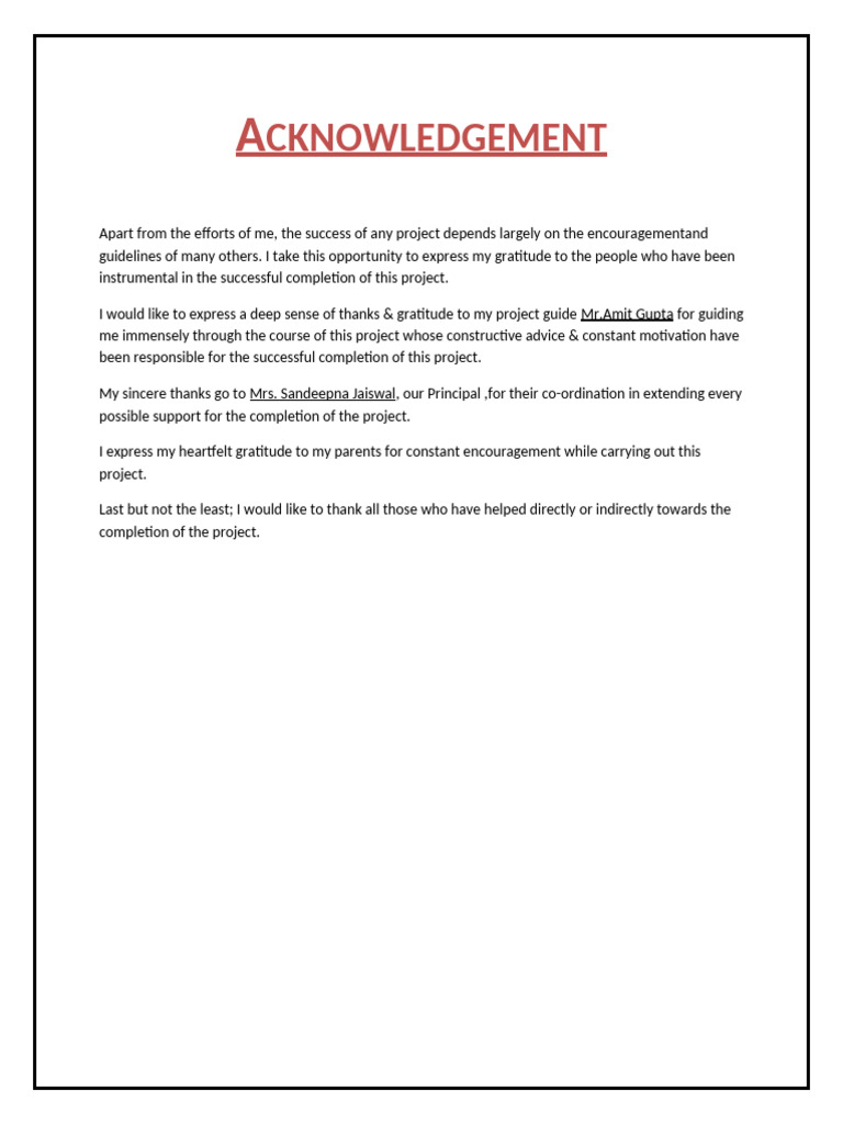 Acknowledgement - Copy | PDF