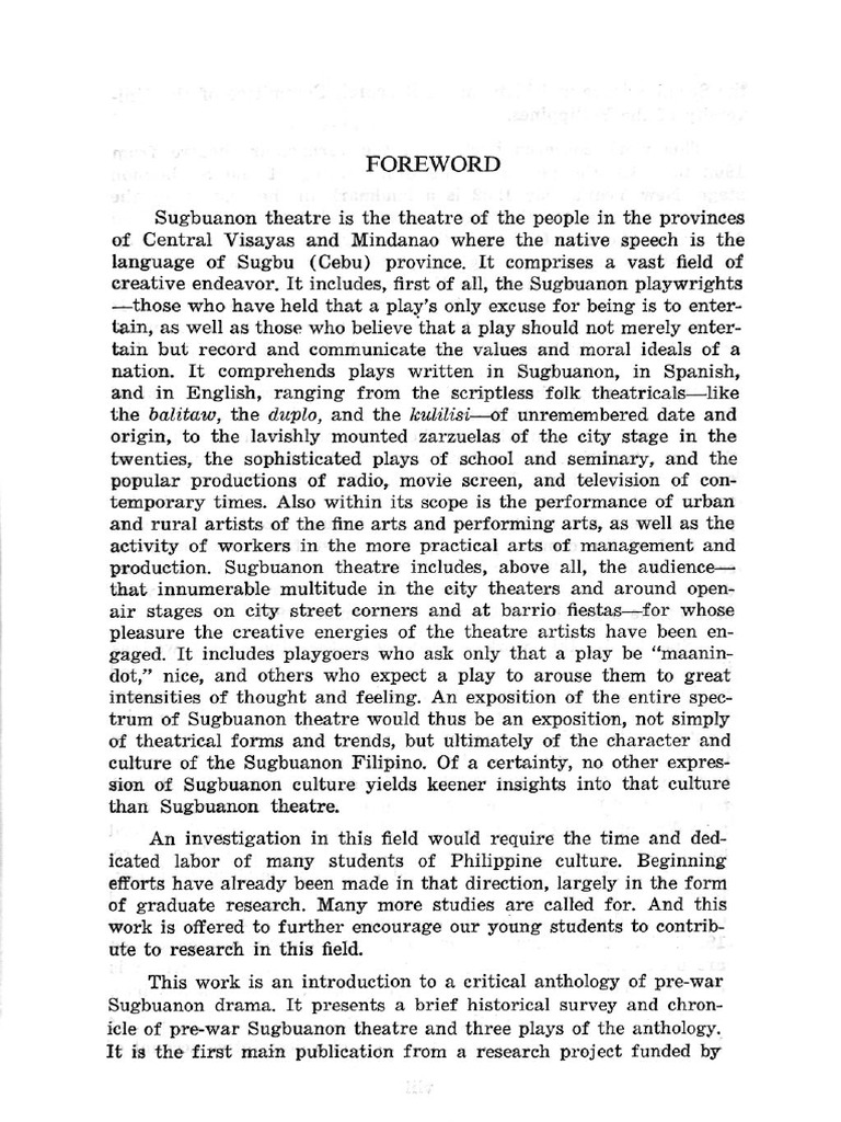 Sugbuanon Theater Foreword | PDF