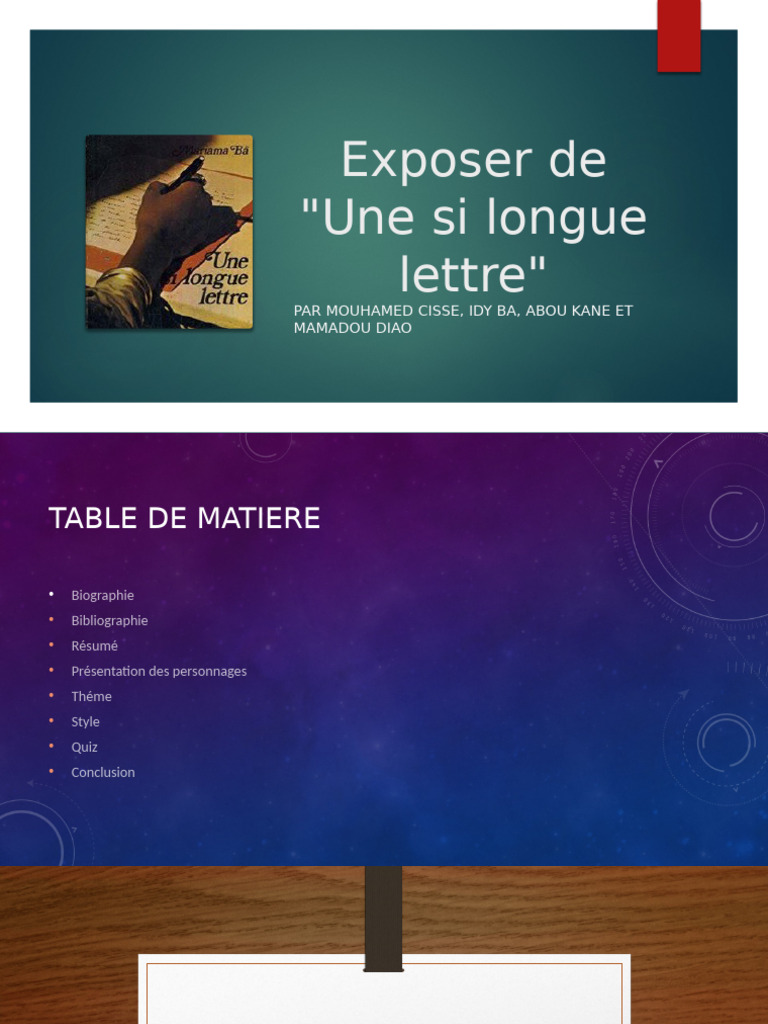 Expose Une Si Longue Lettre | PDF