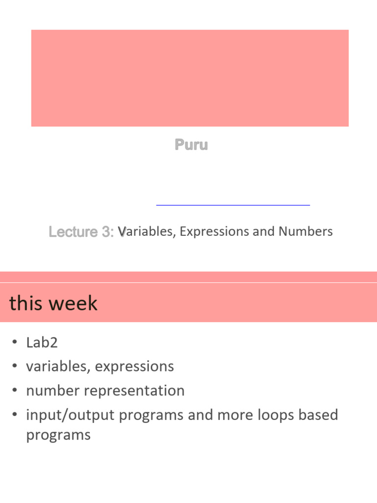 Lecture3 | PDF | Integer (Computer Science) | Variable (Computer Science)
