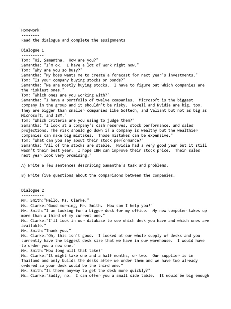 Homework - Dialogue Compression 3 | PDF | Verb | Subject (Grammar)