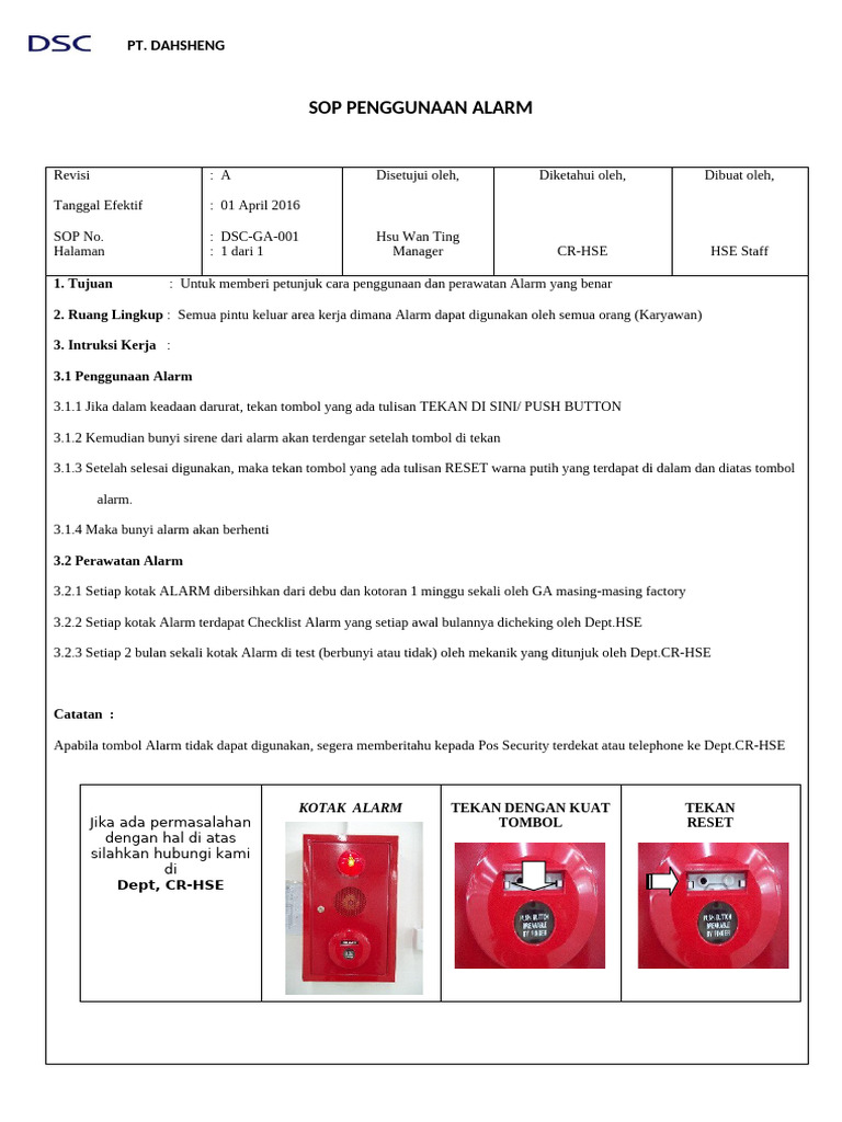 SOP Alarm | PDF
