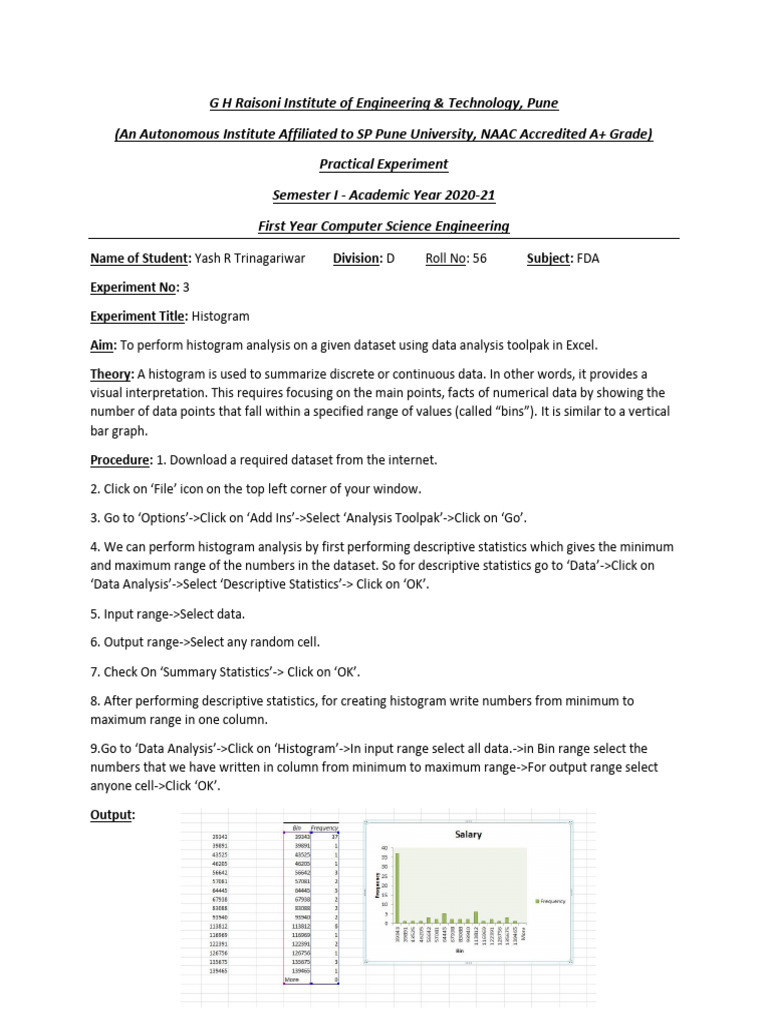 D56 Histogram lab manual | PDF