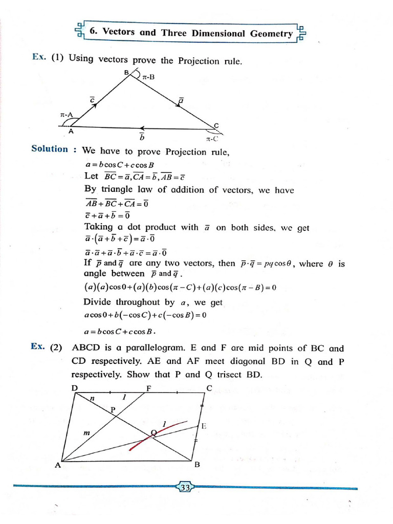 6. Vectors and Three Dimensional Geometry | PDF