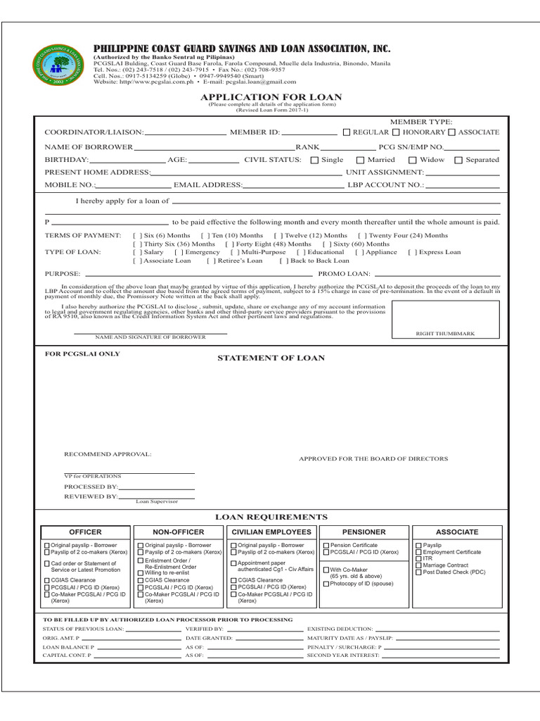 PCGSLAI Loan Application Form | PDF | Loans | Interest