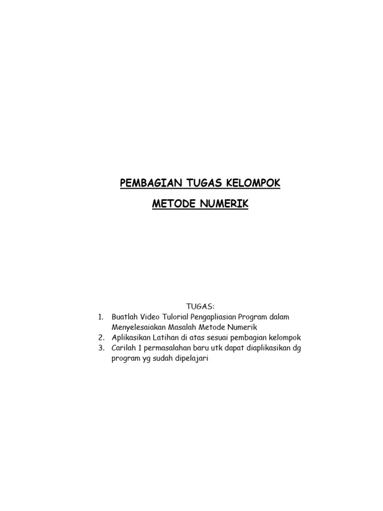 Tugas Kelompok Metode Numerik | PDF