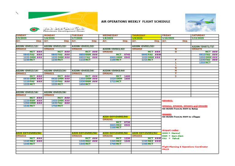 PDO Weekly Flight Schedule | PDF