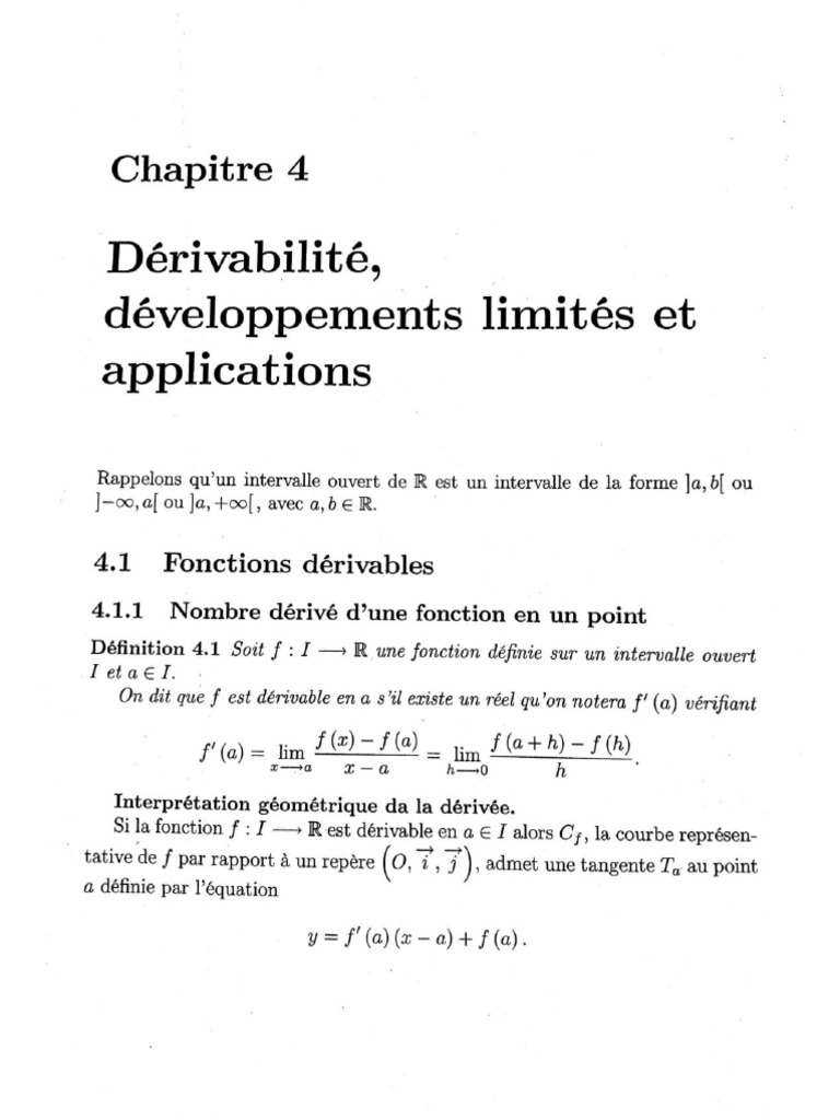 Chapitre 4 - Dérivation Et DL | PDF