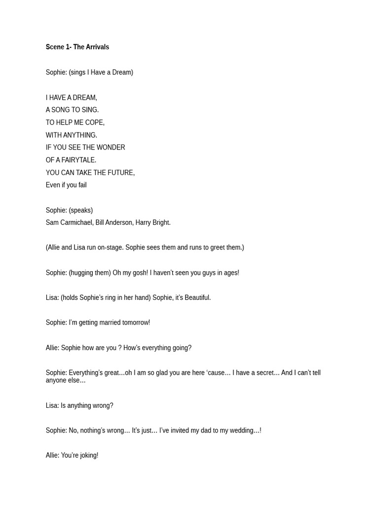 Mamma Mia Script | PDF