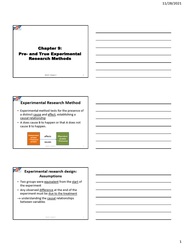 Chapter 9_Experimental research methods | PDF | Experiment | Design Of Experiments