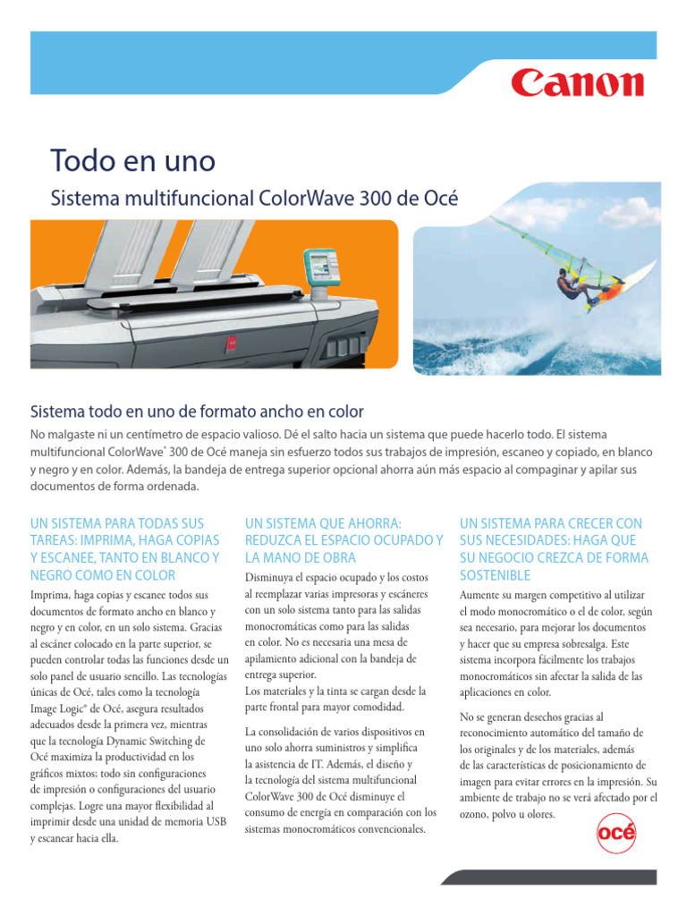 Sistema Multifuncional ColorWave 300 Océ | PDF | Escáner de imagen ...