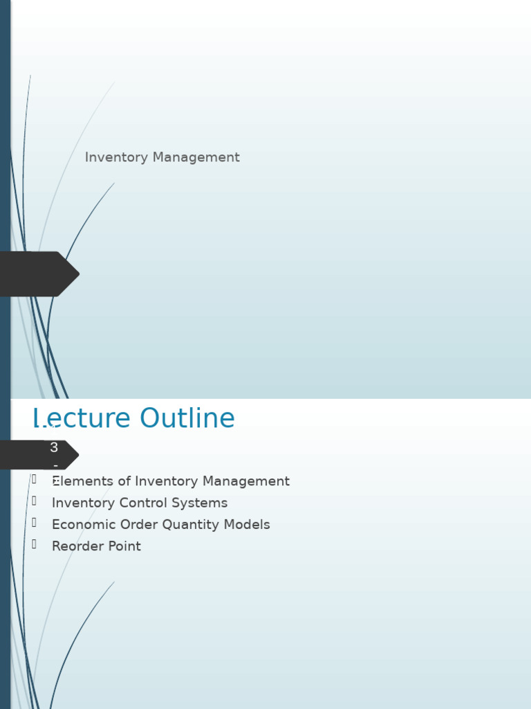 Biust - Inventory Management Lecture | PDF | Inventory | Lean Manufacturing