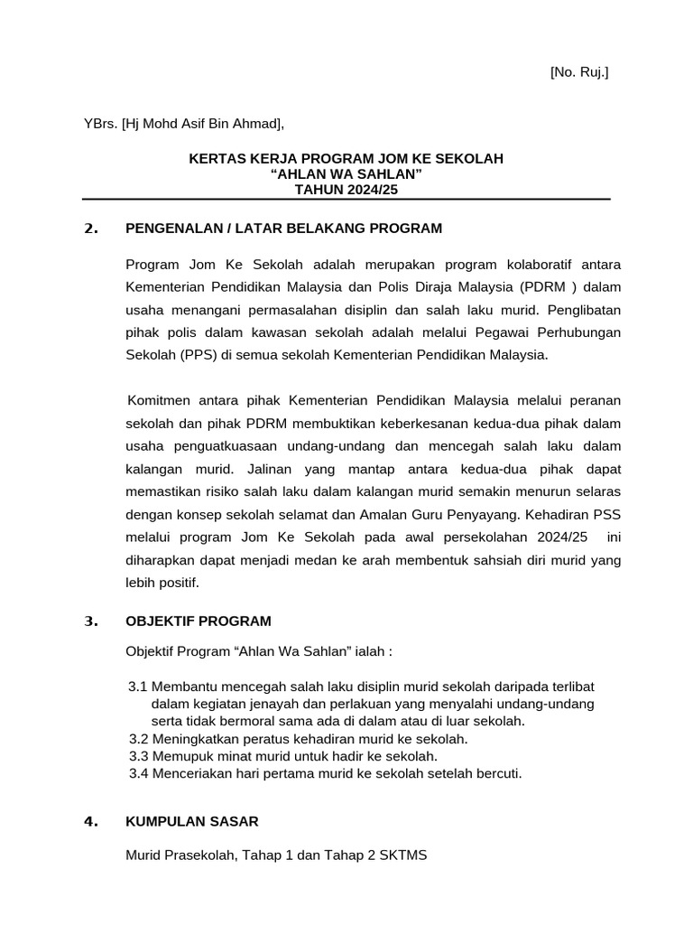 Kertas Kerja Ahlan Wa Sahlan 2024 | PDF