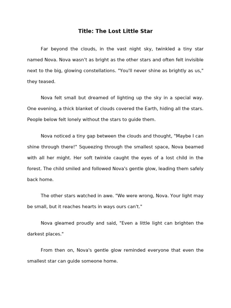 Short Story - The Lost Little Star | PDF