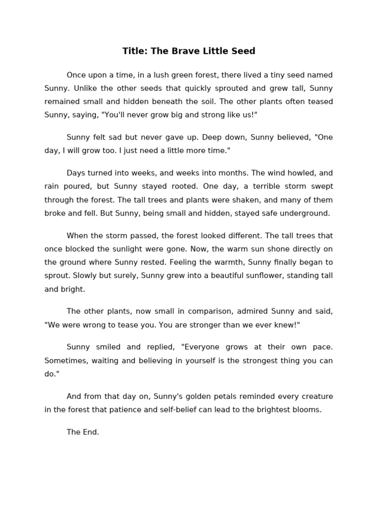 Short Story - The Brave Little Seed | PDF