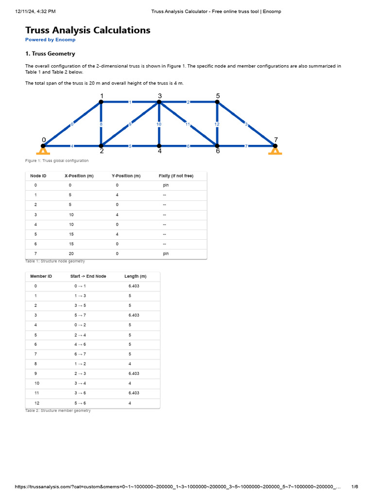 Truss Analysis Calculator - Free Online Truss Tool - Encomp | PDF ...