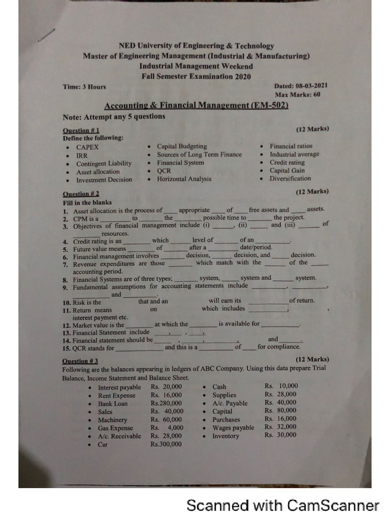 AFM Past Paper by Sir Adil. | PDF