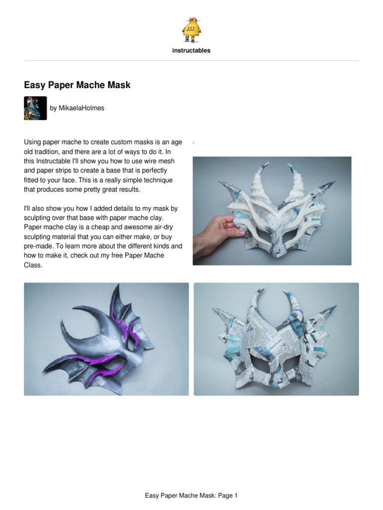 Máscara paper mache | PDF | Paint | Acrylic Paint