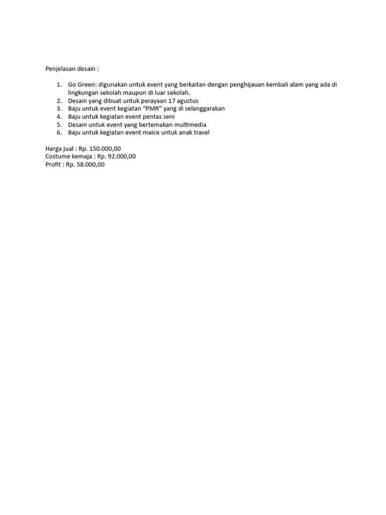 Penjelasan Desain Baju Event | PDF