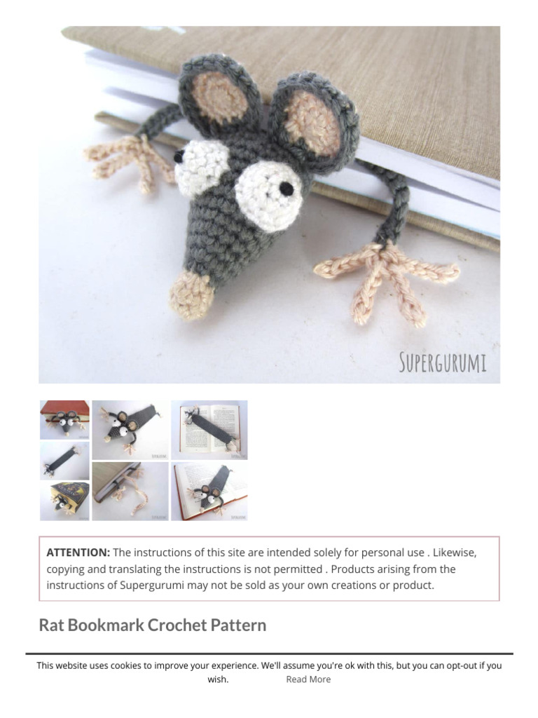 Crochet Squashed Rat Bookmark Pattern | PDF | Crochet | Handicrafts