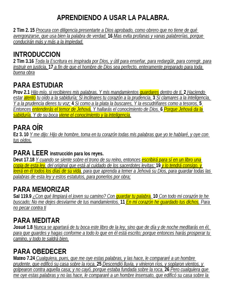 Aprendiendo A Usar La Palabra | PDF