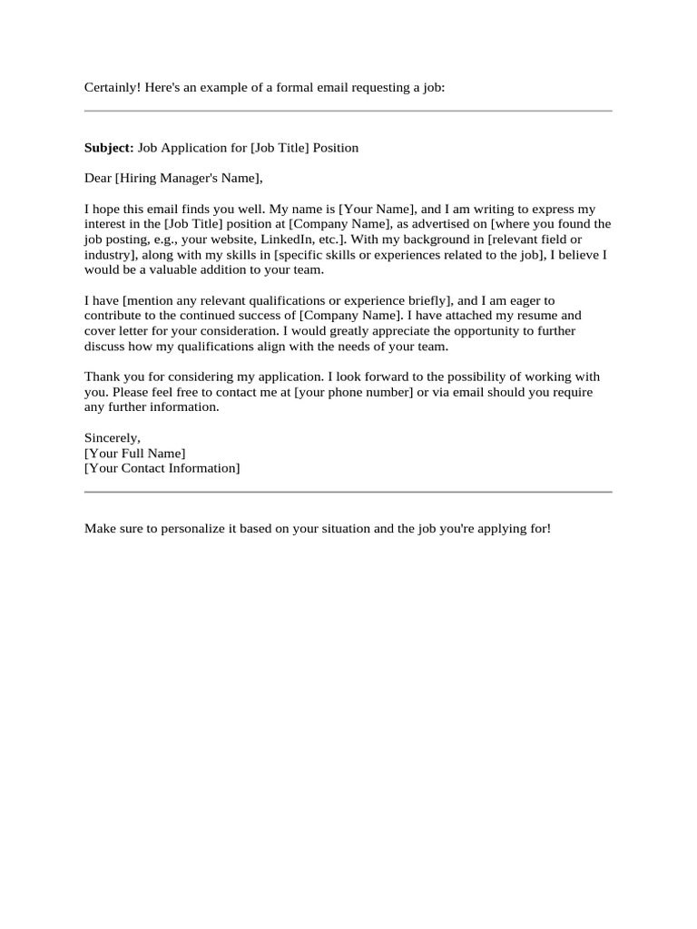 Job Application (Example) | PDF