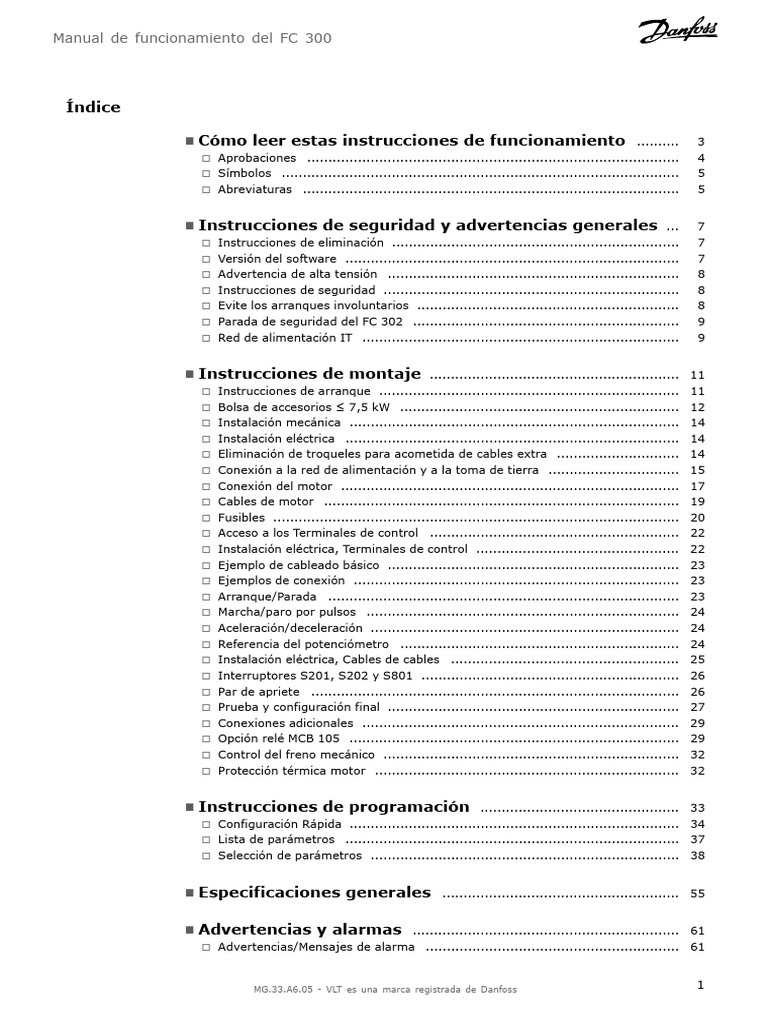 Danfoss FC300 | PDF | Corriente eléctrica | Conector eléctrico