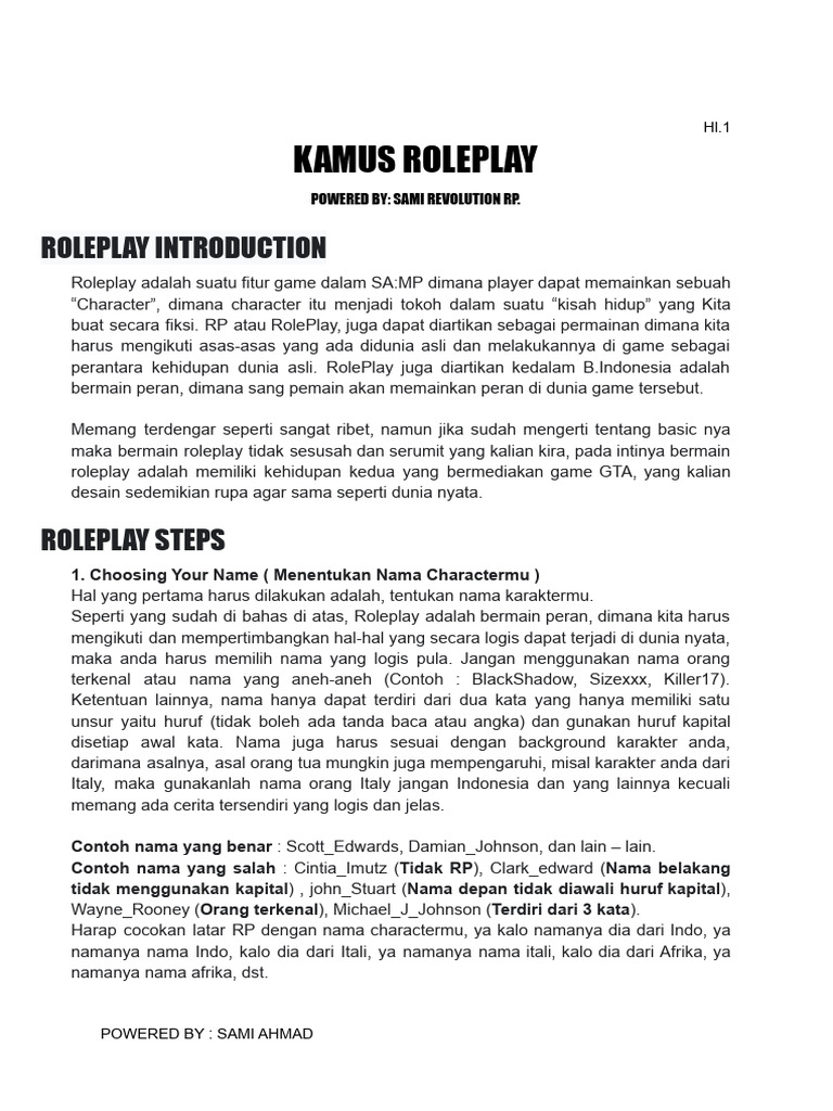 Kamus Roleplay | PDF