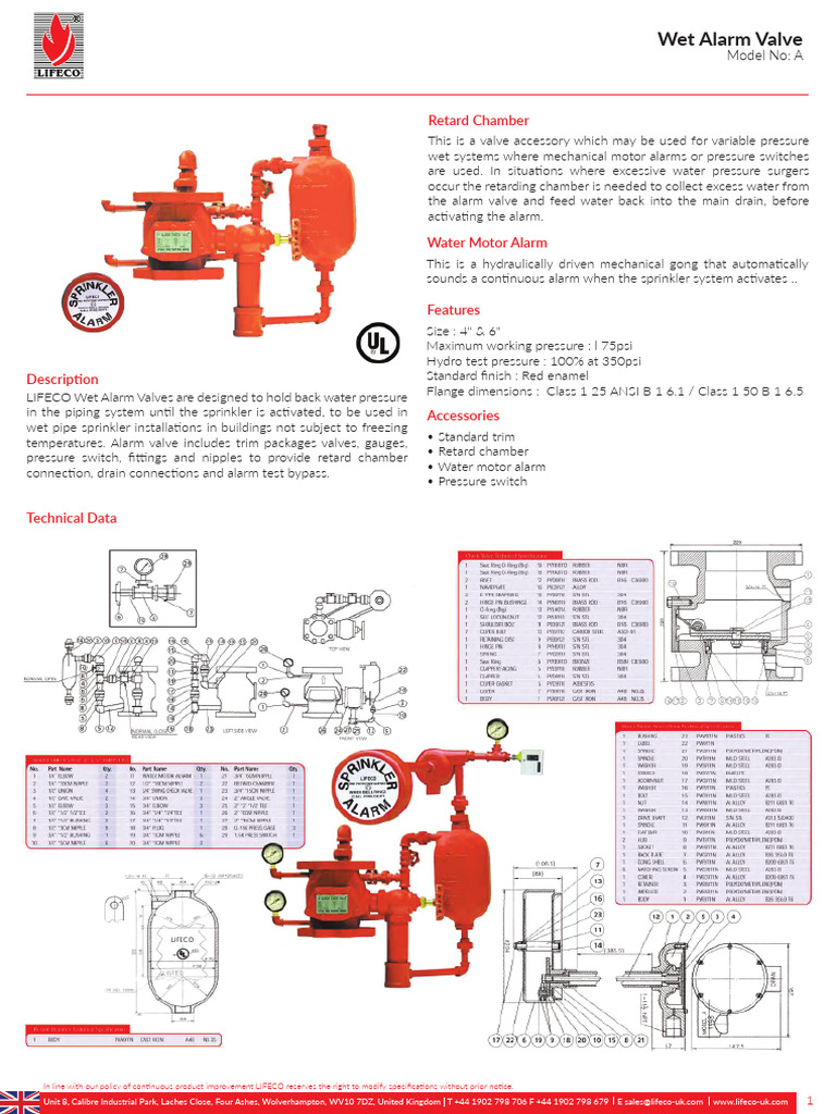 Alarm Check Valve UL - 1 1 | PDF | Valve | Fire Sprinkler System