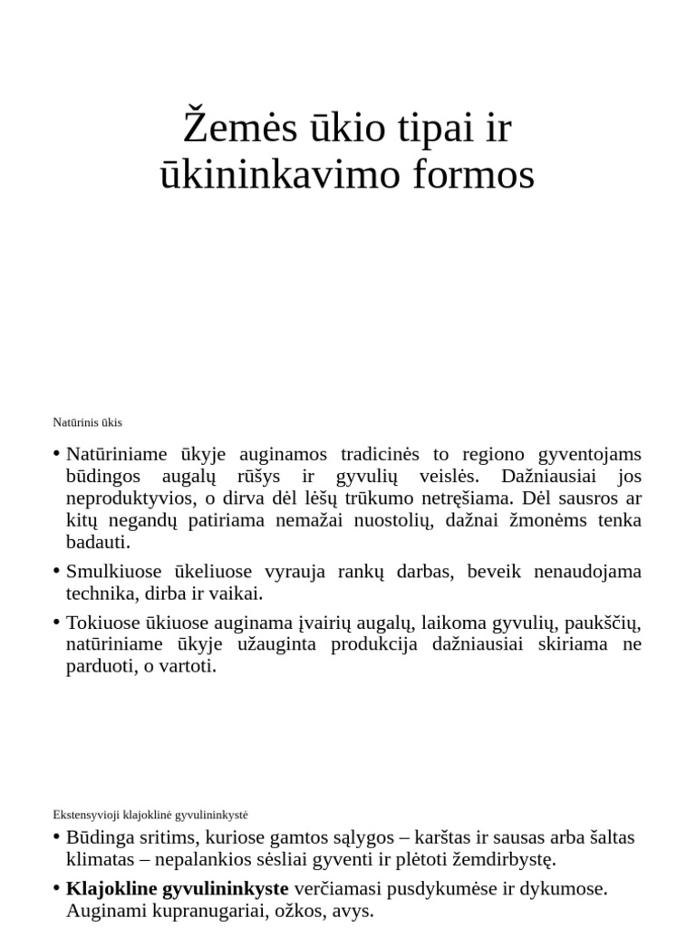 Zemes Ukio Tipai Ir Ukininkavimo Formos | PDF